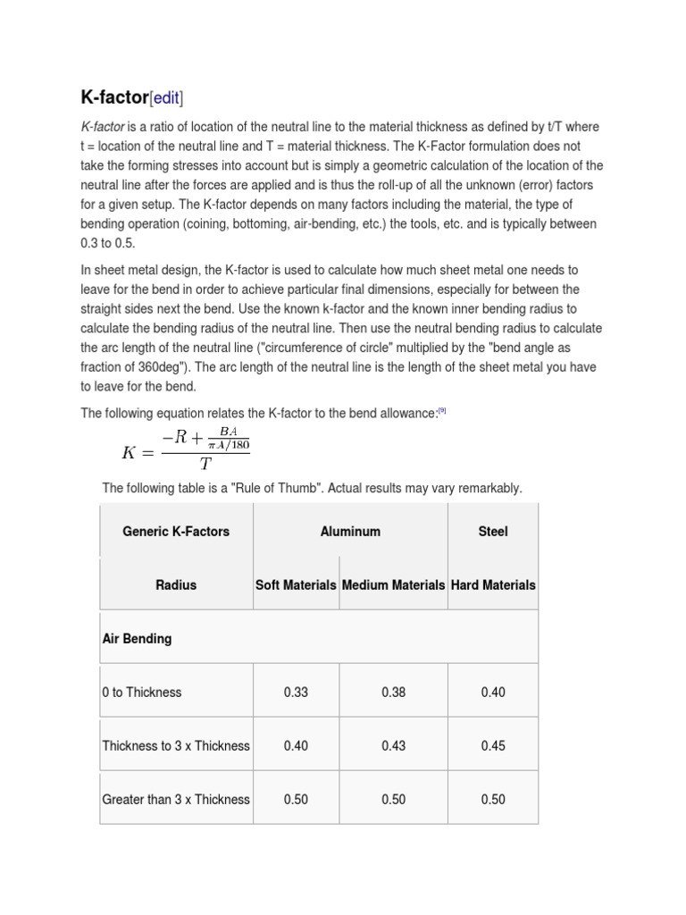 Understanding K-Factor in Sheet Metal | PDF | Technology & Engineering