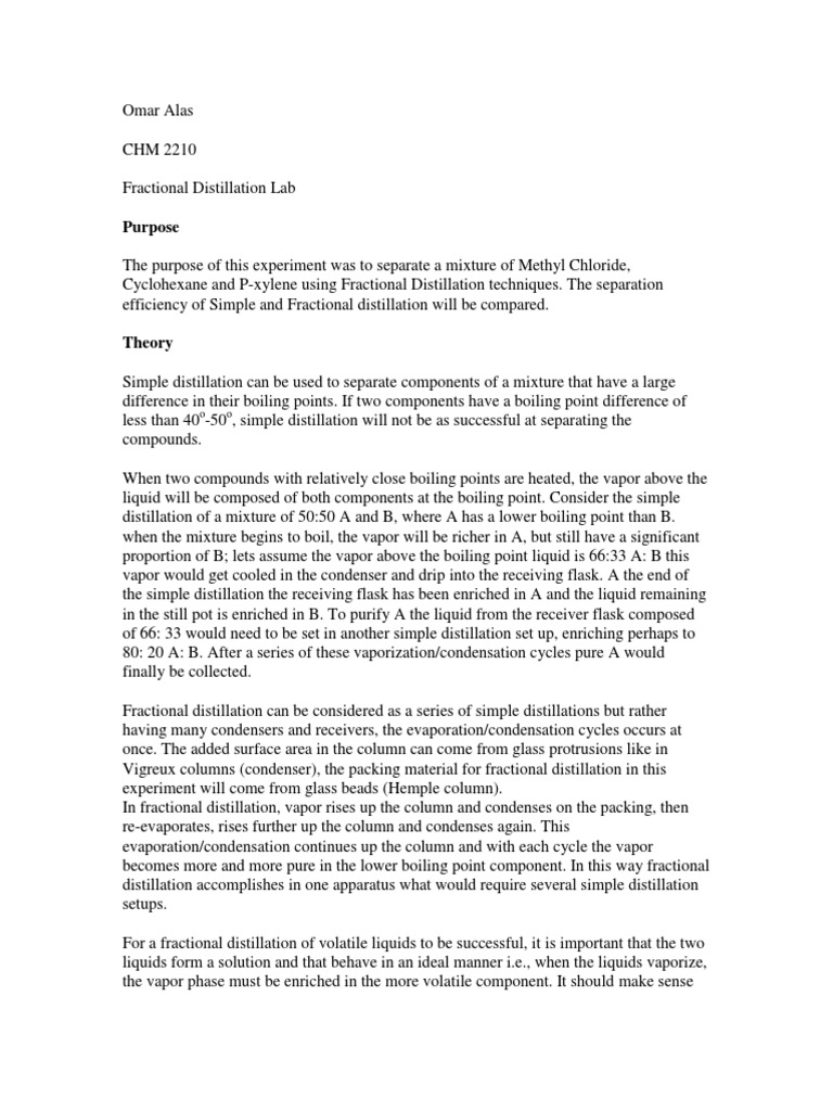 Fractional Distillation Lab | PDF | Distillation | Phase (Matter)