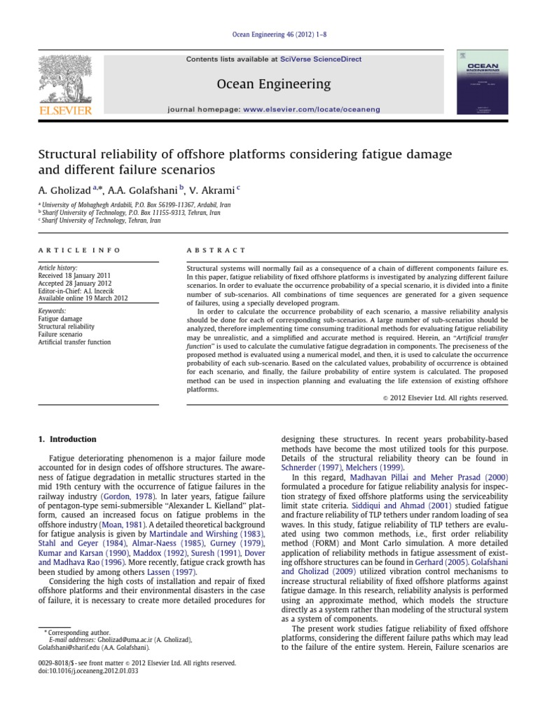 Evaluating Structural Fatigue Reliability of Offshore Platforms Using ...
