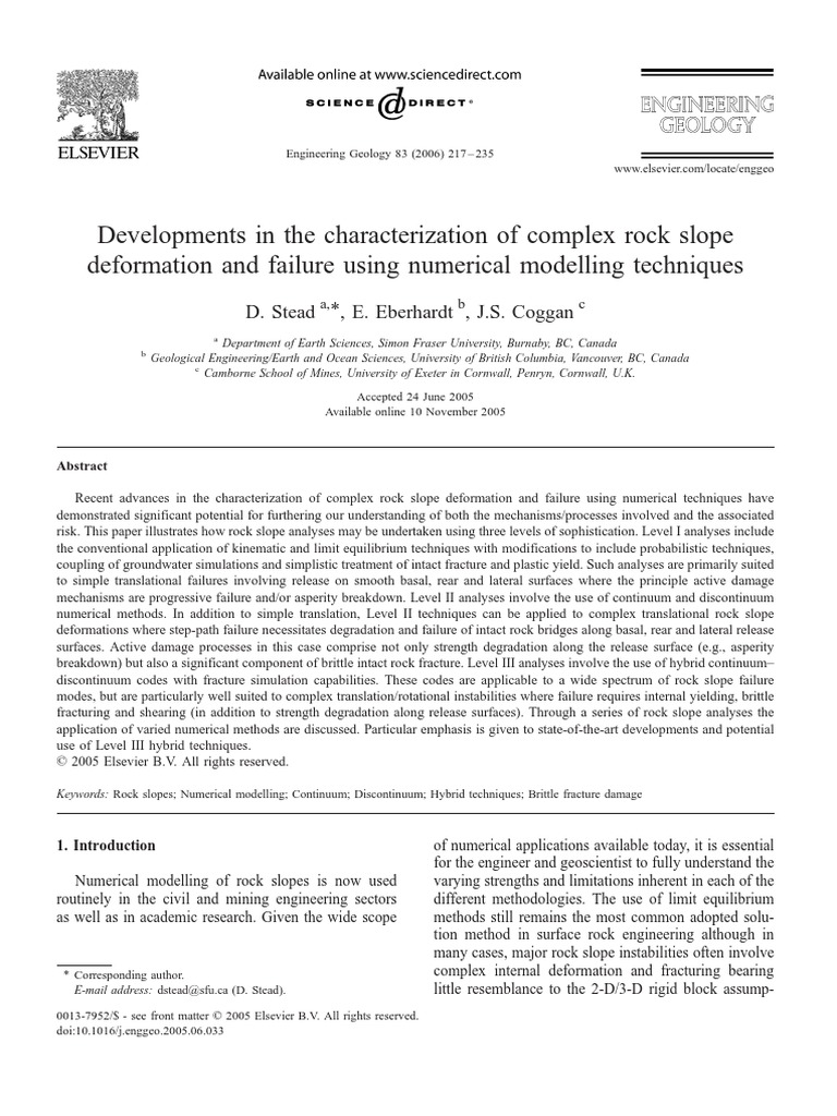 Developments in The Characterization of Complex Rock Slope Deformation ...