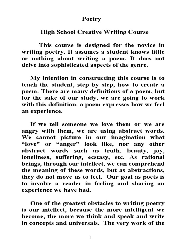 Poetry - High School Creative Writing Course | Metre (Poetry) | Poetry