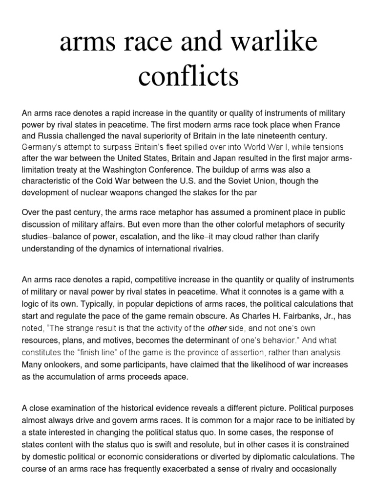 Understanding Arms Races and Conflicts | PDF | Cold War | Empire Of Japan