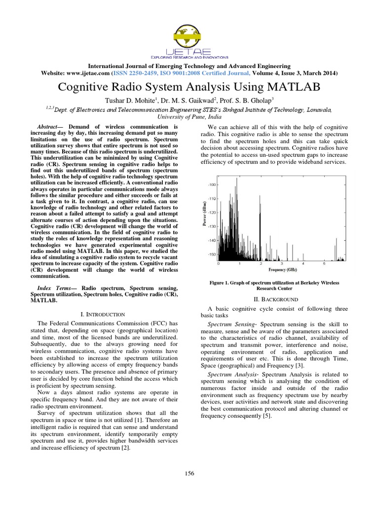 Cognitive Radio System Analysis Using MATLAB | PDF | Cognitive Radio | Radio Spectrum