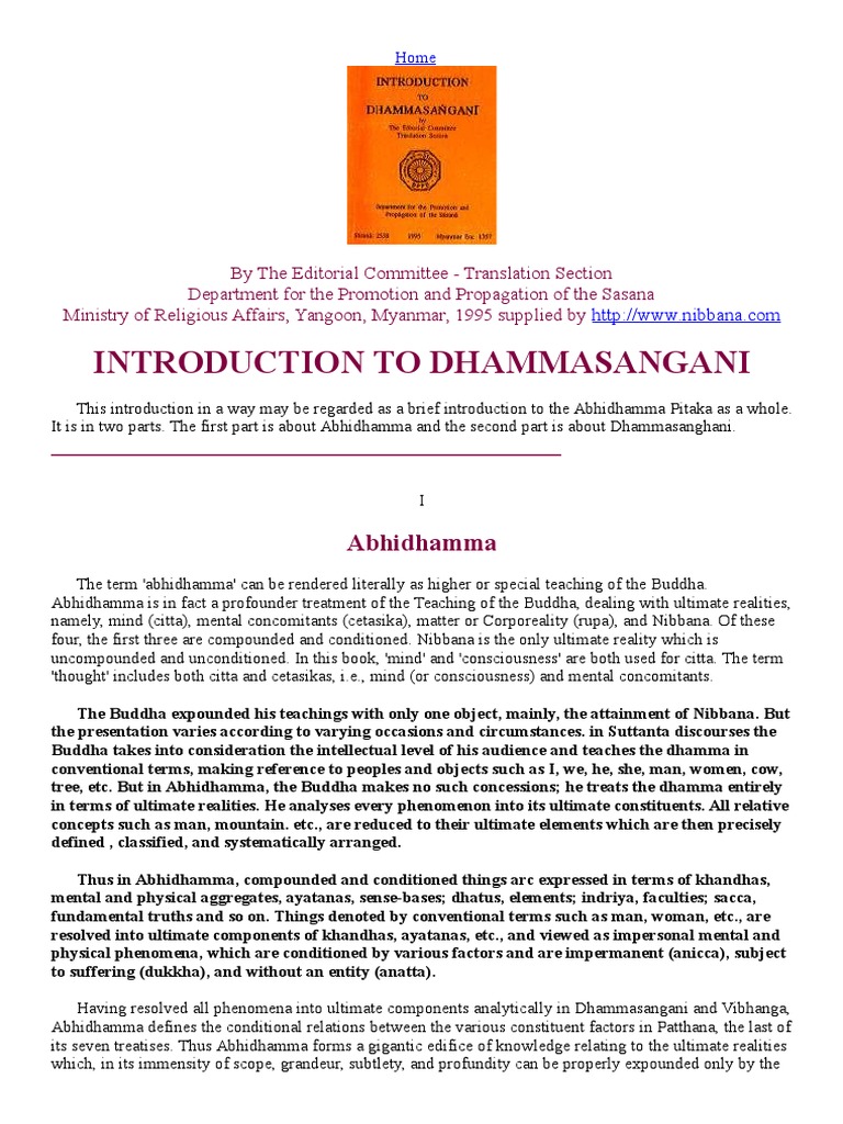 Dhammasangani by Burme | PDF | Indian Religions | Religious Comparison