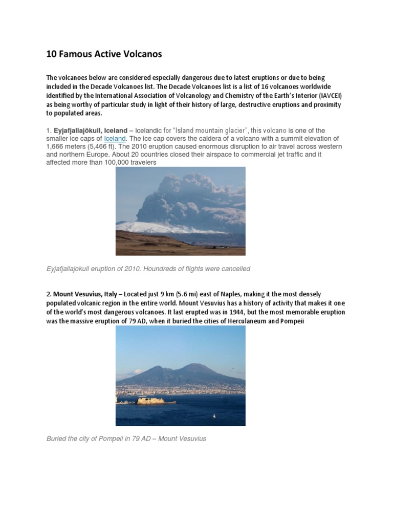 Active and Inactive Volcanoes Overview | PDF | Volcano | Types Of ...