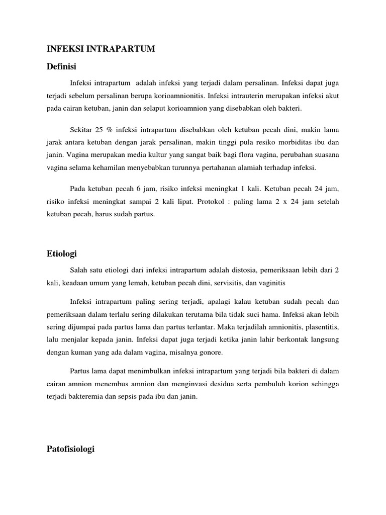 Infeksi Intrapartum | PDF | Sains & Matematika | Kesehatan Holistik