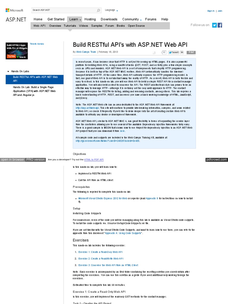 MVC - Restful API | PDF | Websites | World Wide Web
