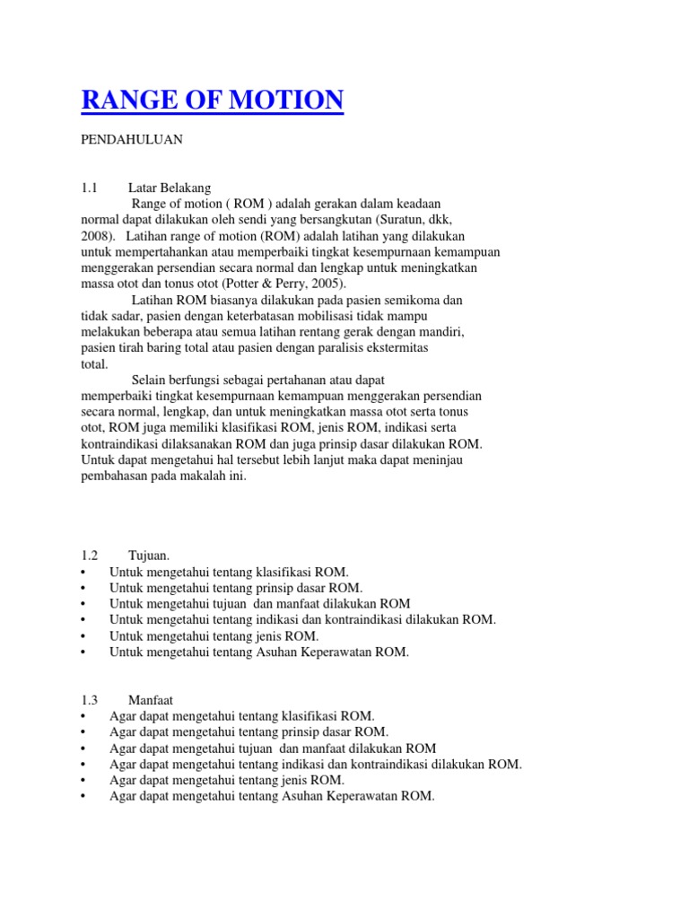 Range of Motion | PDF