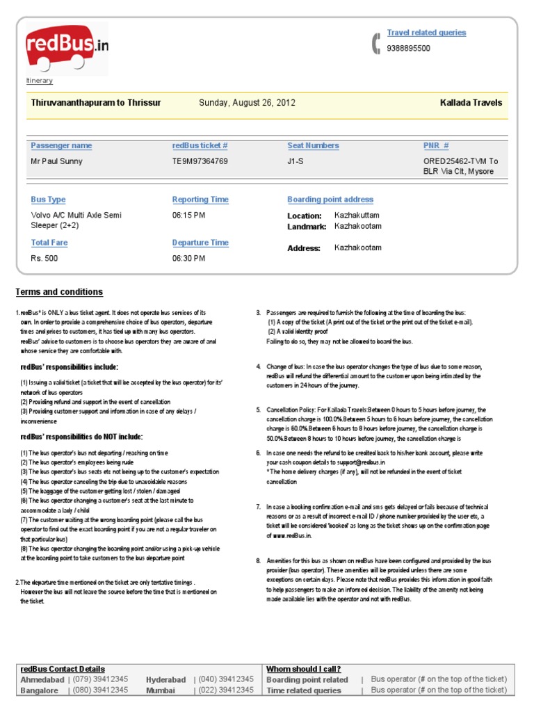 TVM To TCR Bus Ticket | PDF | Ticket (Admission) | Bus