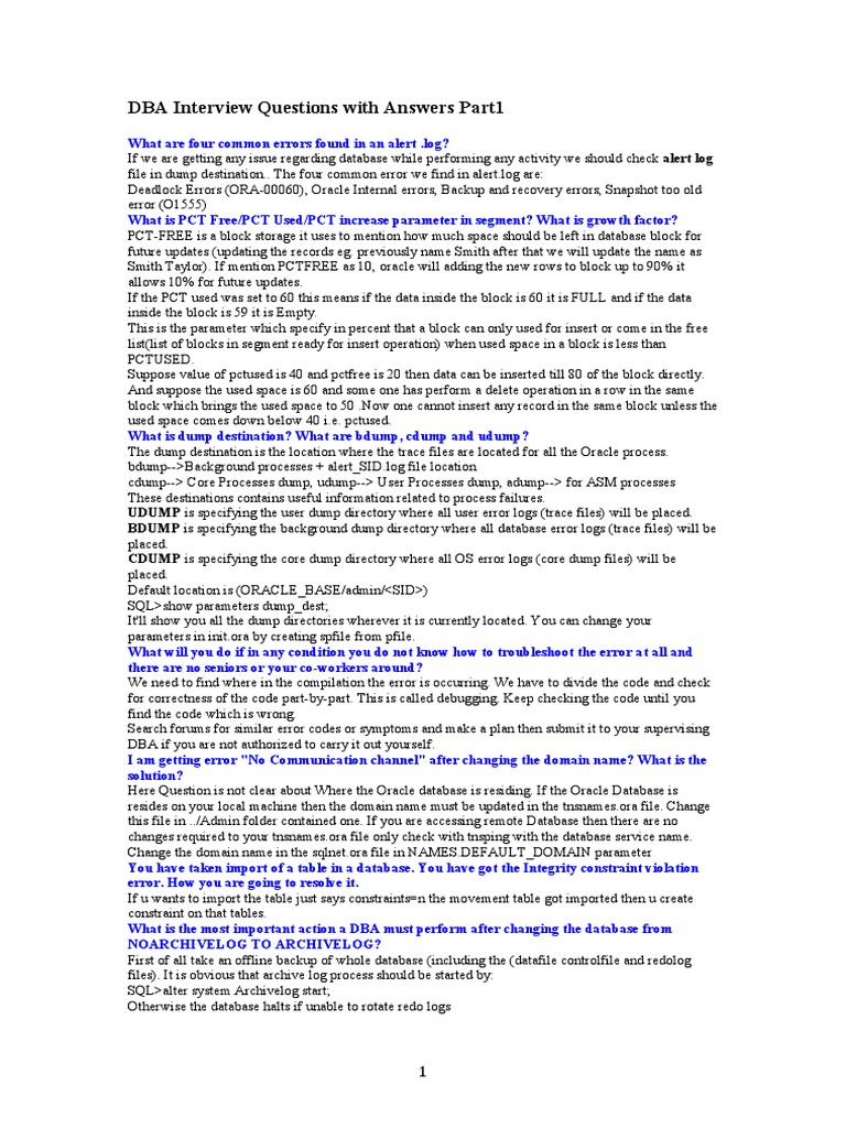 Dba Interview Questions With Answers Pdf Oracle Database Backup