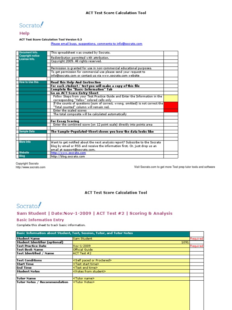 Act Score Calculator v03 | PDF | Act (Test) | Test (Assessment)