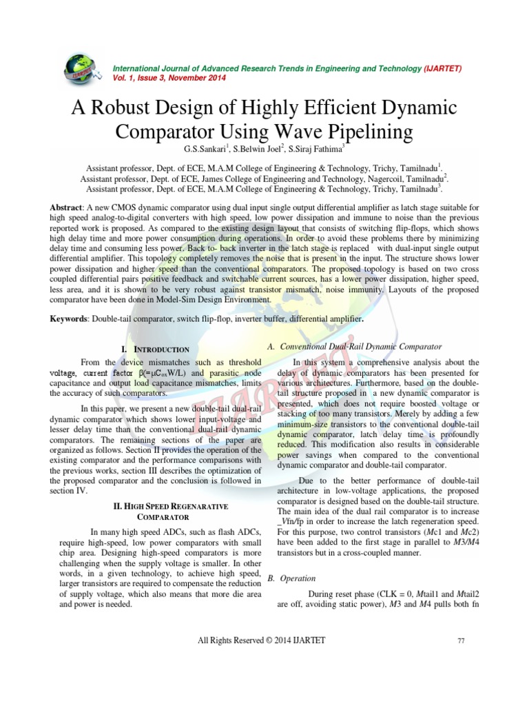 A Robust Design of Highly Efficient Dynamic Comparator Using Wave ...