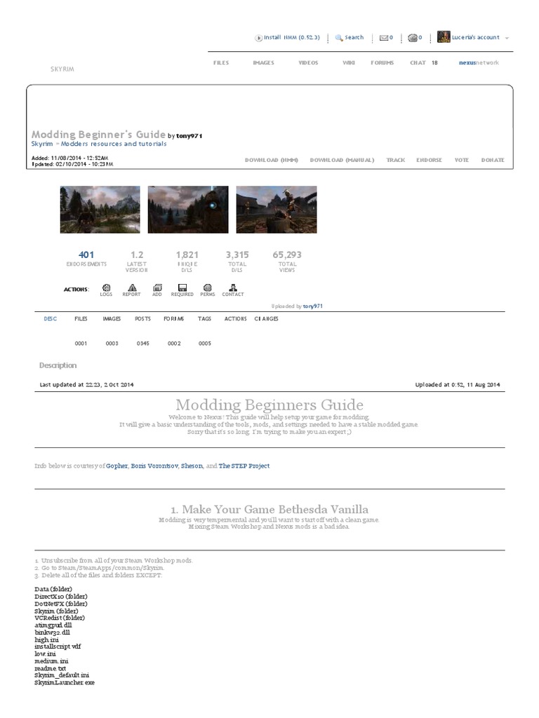 Modding Beginner's Guide at Skyrim Nexus - Mods and Community | PDF | Computer File | Directory ...