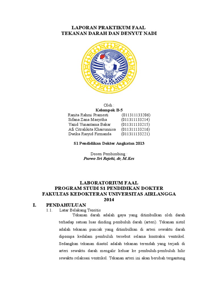 Laporan Praktikum Faal Denyut Nadi Dan Tekanan Darah | PDF