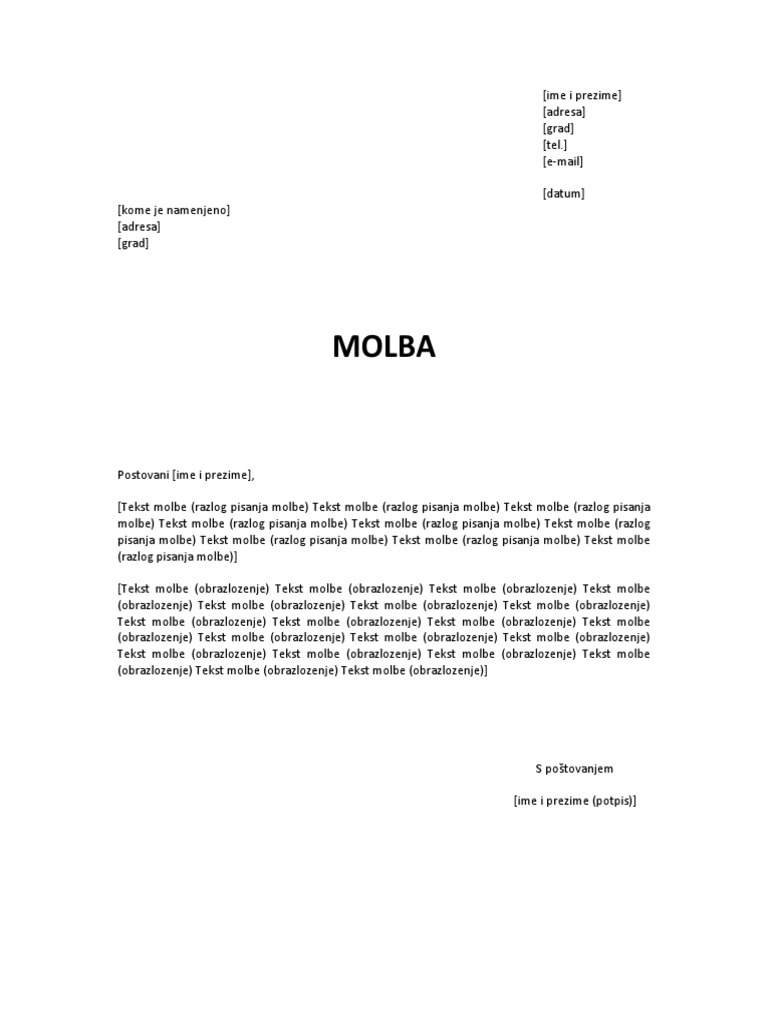Molba Primer | PDF