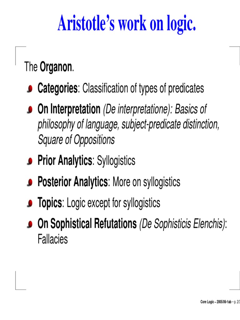 Aristotle's Work On Logic.: The Organon | PDF | Philosophical ...