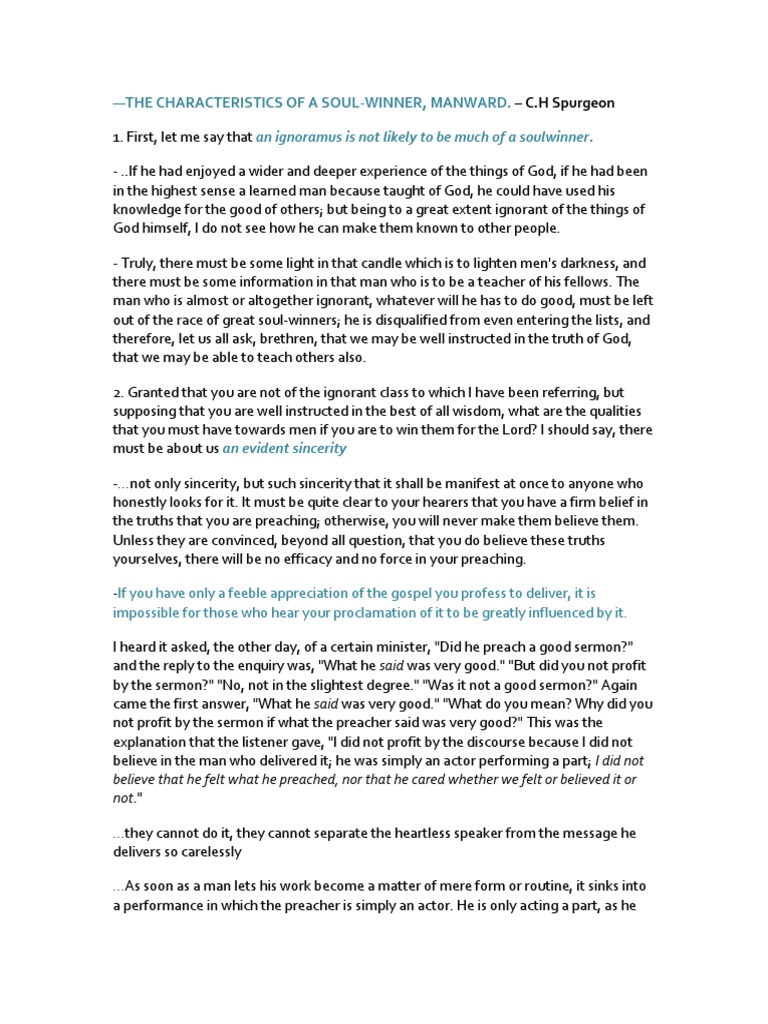 Characteristics of a Soul-Winner | PDF | Sermon | Soul