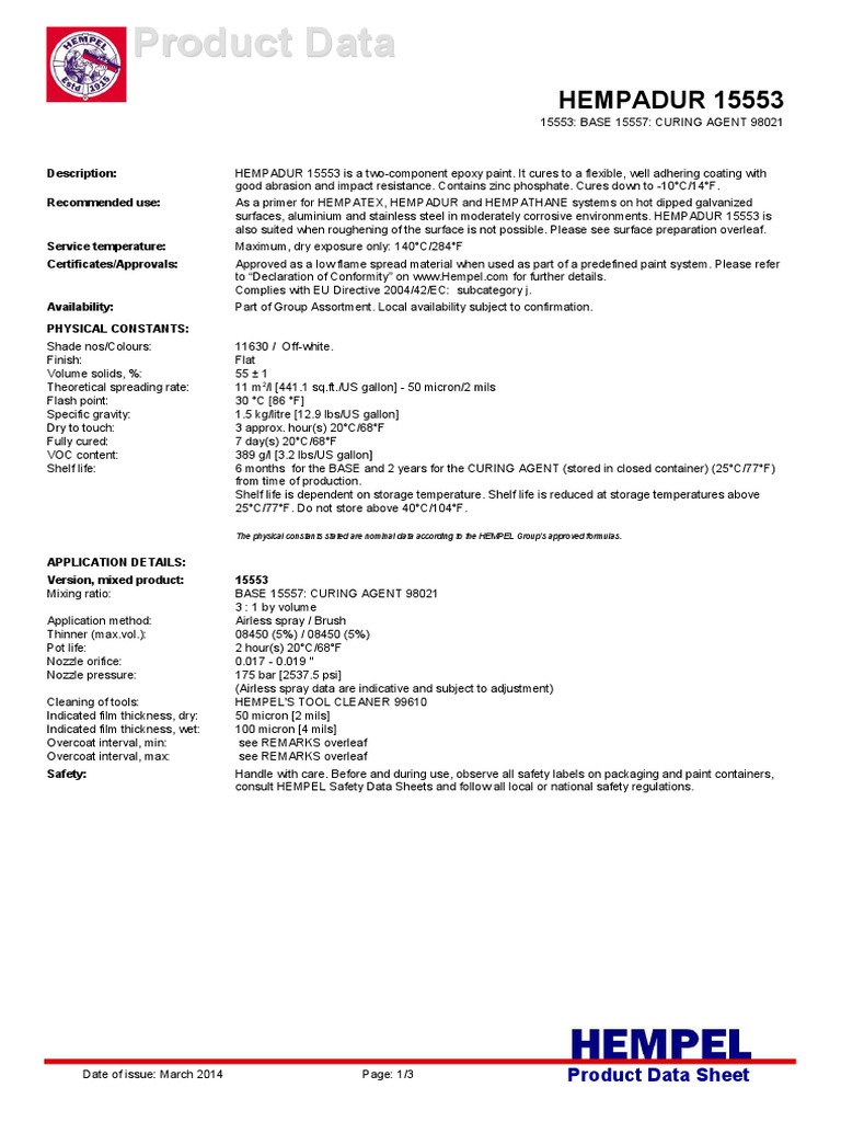 Hempel Paint TDS | PDF | Paint | Galvanization