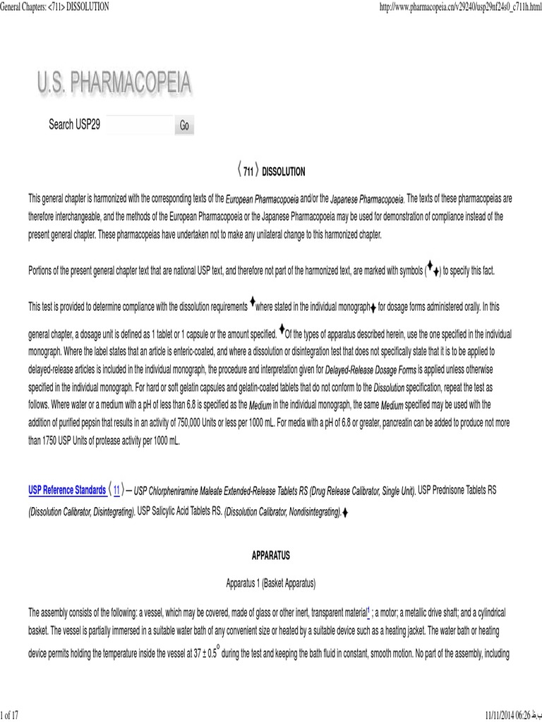 General Chapters 711 DISSOLUTION usp | Buffer Solution | Filtration