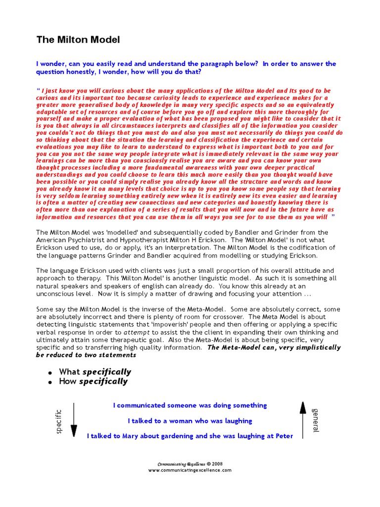 Milton Model | PDF | Thought | Epistemology