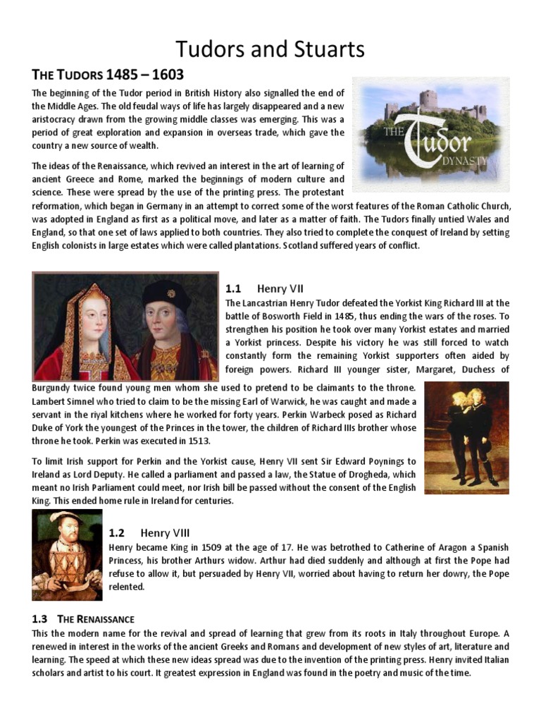 Tudors and Stuarts 1485 | PDF | Mary, Queen Of Scots | Elizabeth I Of ...