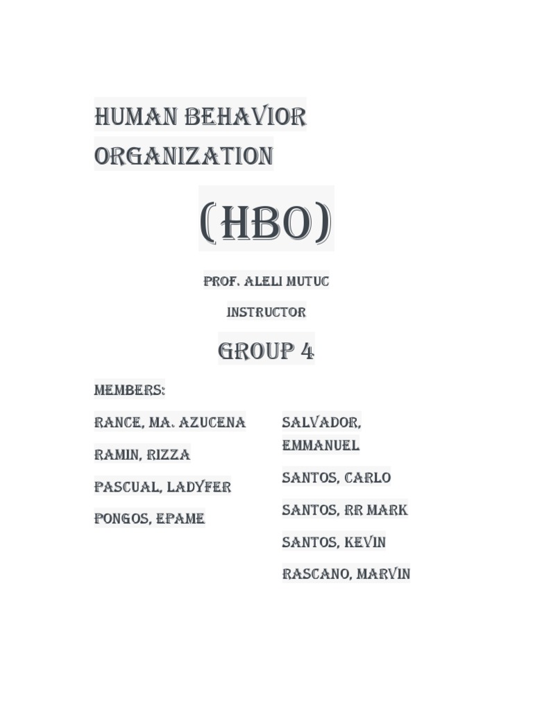 Human Behavior Organization | Download Free PDF | Power (Social And ...