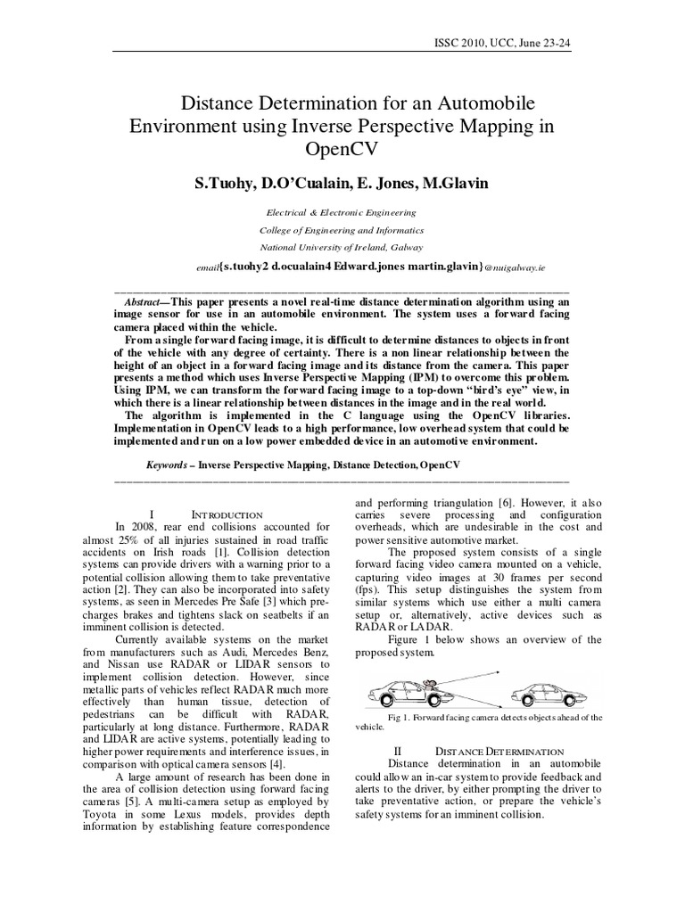 Distance Determination For An Automobile Environment Using Inverse Perspective Mapping in OpenCV ...