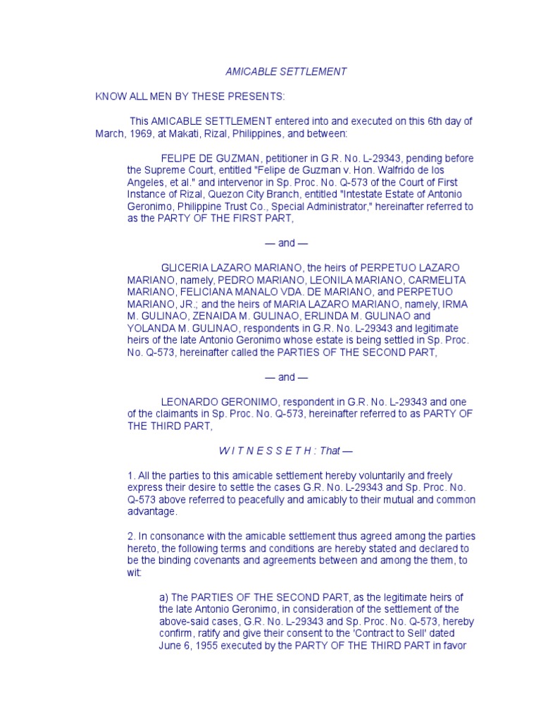 Amicable Settlement | PDF | Deed | Common Law