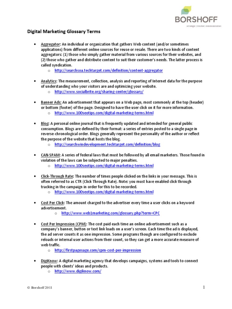 Digital Marketing Glossary | PDF | Search Engine Marketing | Short ...