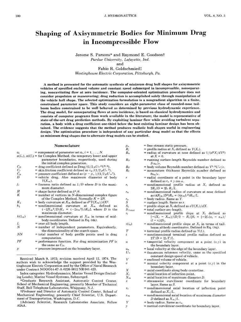 Shaping Of Axisymmetric Bodies For Minimum Drag In Incompressible Flow