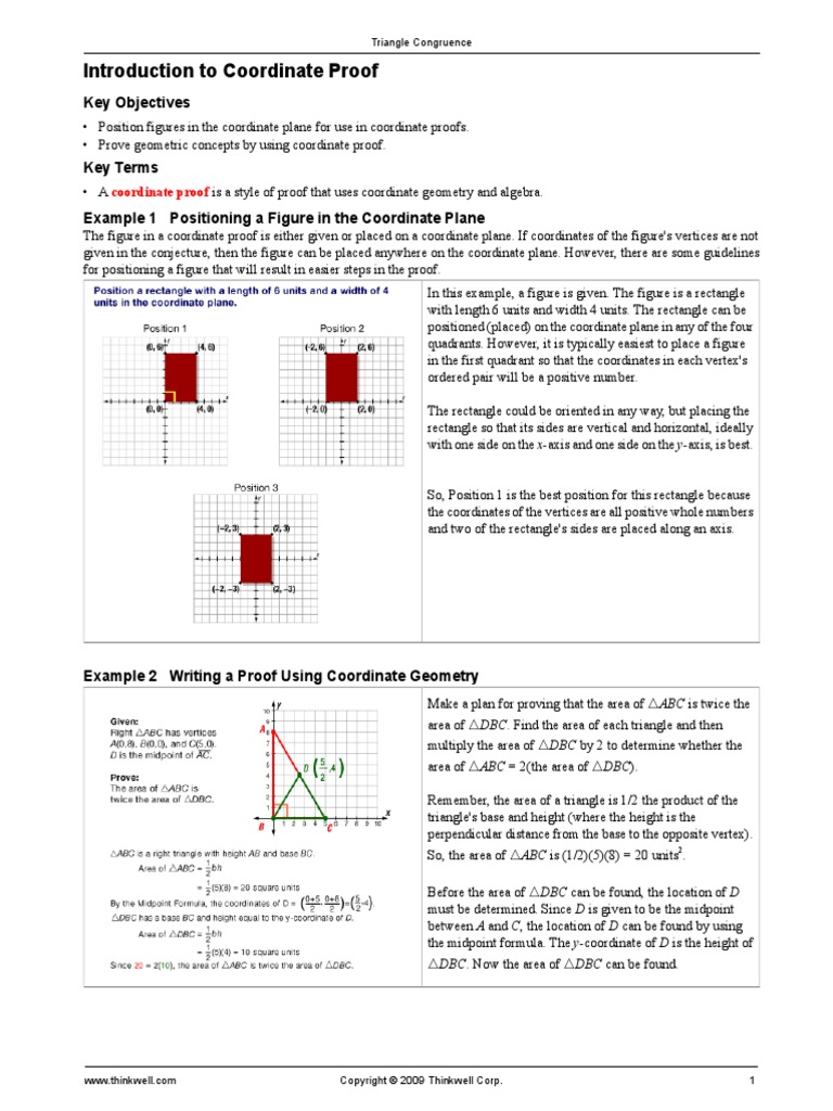 Unit 3 Lesson 5 Introduction To Coordinate Proof Notes | PDF ...