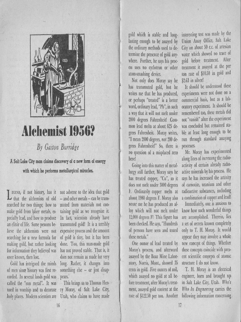 Alchemist 1956 (Thomas Henry Moray) by Gaston Burridge | PDF | Vacuum ...