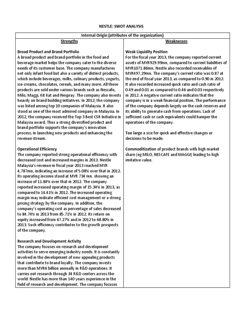 Nestle SWOT Analysis | PDF | Nestlé | Brand