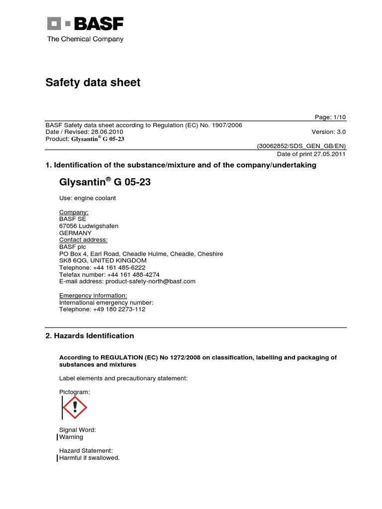 BASF SIDA Glysantin G0523 En | Toxicity | Safety