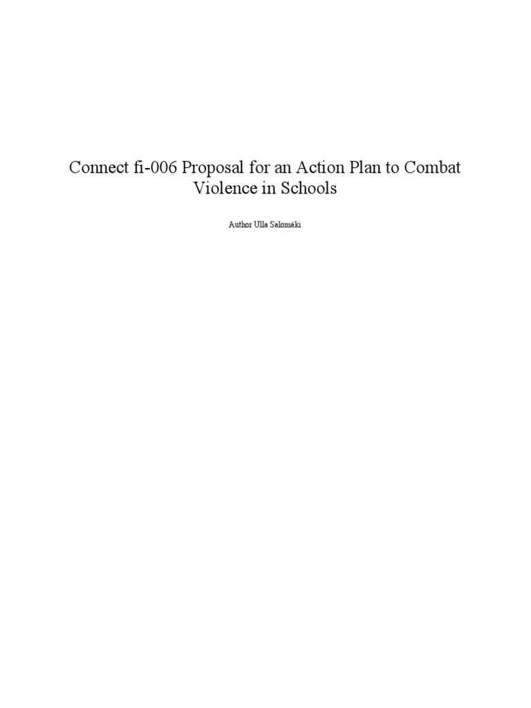 Proposal For An Action Plan To Combat Violence in Schools | PDF ...