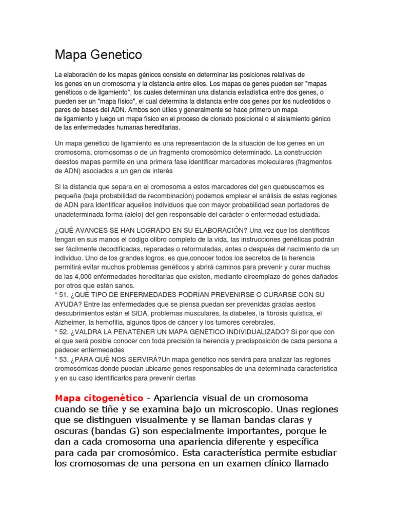 Mapa Genetico | Descargar gratis PDF | Enlace Genético | Gene