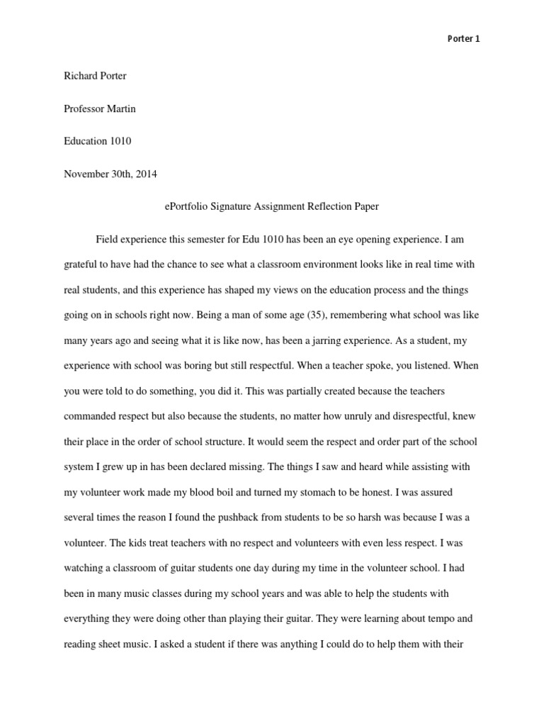 Classroom Experience Reflection Insights | PDF | Classroom Management ...