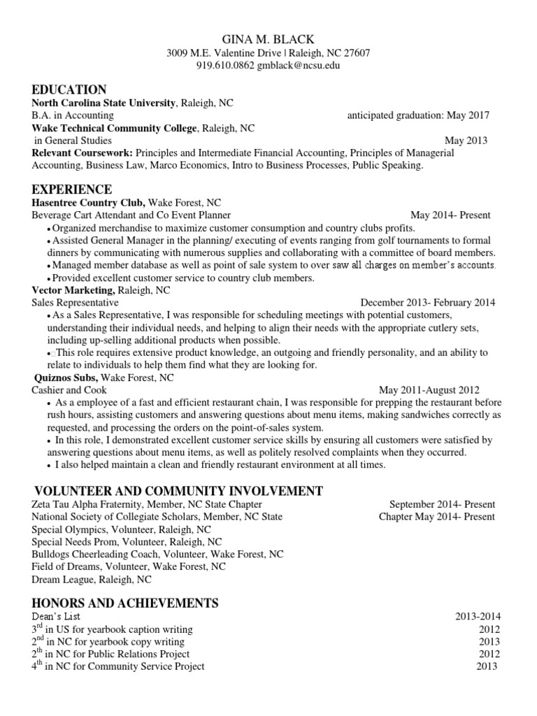 Final Resume | PDF | North Carolina | Raleigh