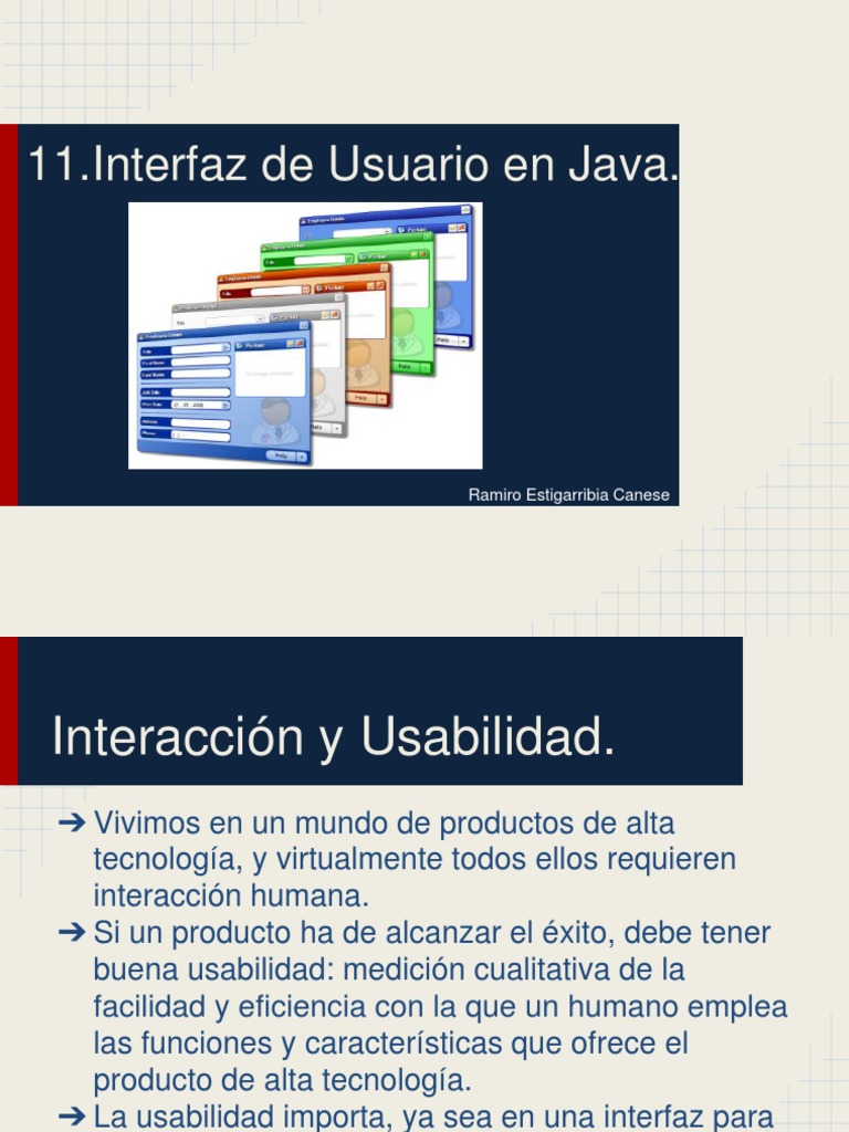 11.interfaz de Usuario en Java | PDF | Usabilidad | Interfaces gráficas ...