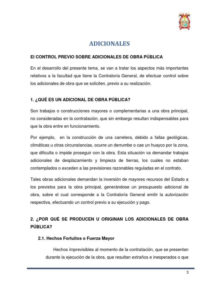 Adicionales de Obra PDF | PDF | Presupuesto | Pena capital