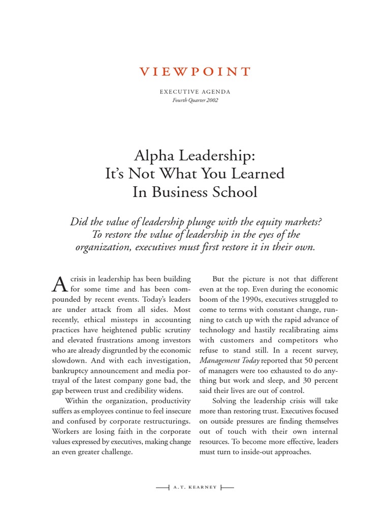 Alpha Leadership Viewpoint | PDF | Leadership | Strategic Management