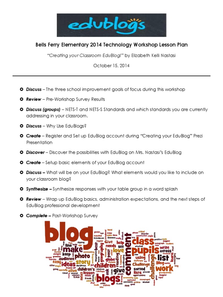 EduBlog Workshop Lesson Plan 2014 | PDF