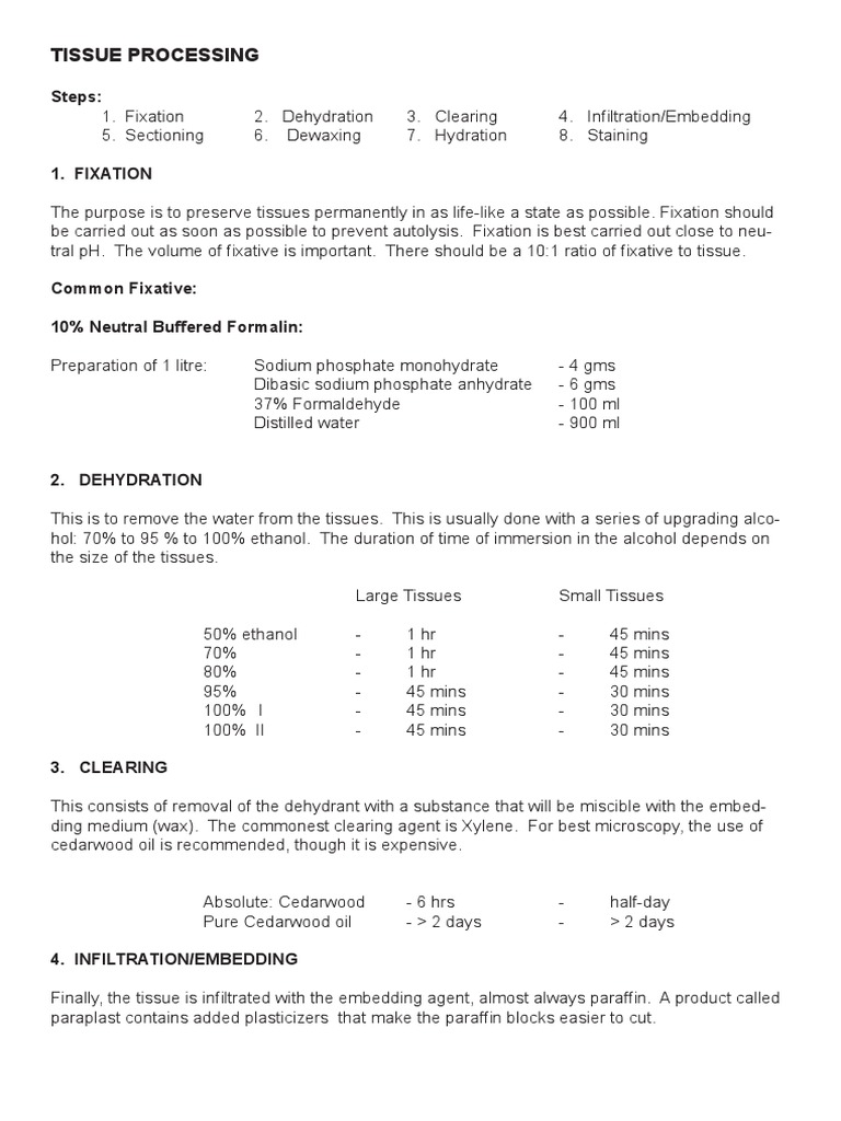 Tissue Processing Steps Explained | PDF | Wellness | Technology ...