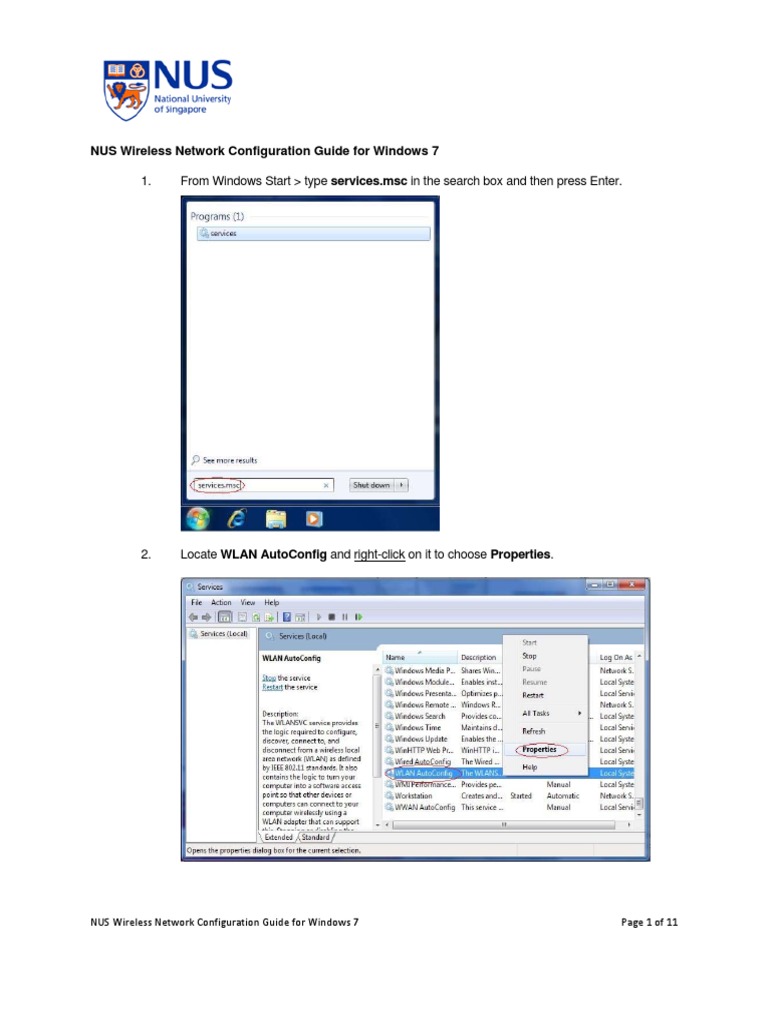 NUS-WPA2 Network Configuration Guide For Windows 7 | PDF | Information ...