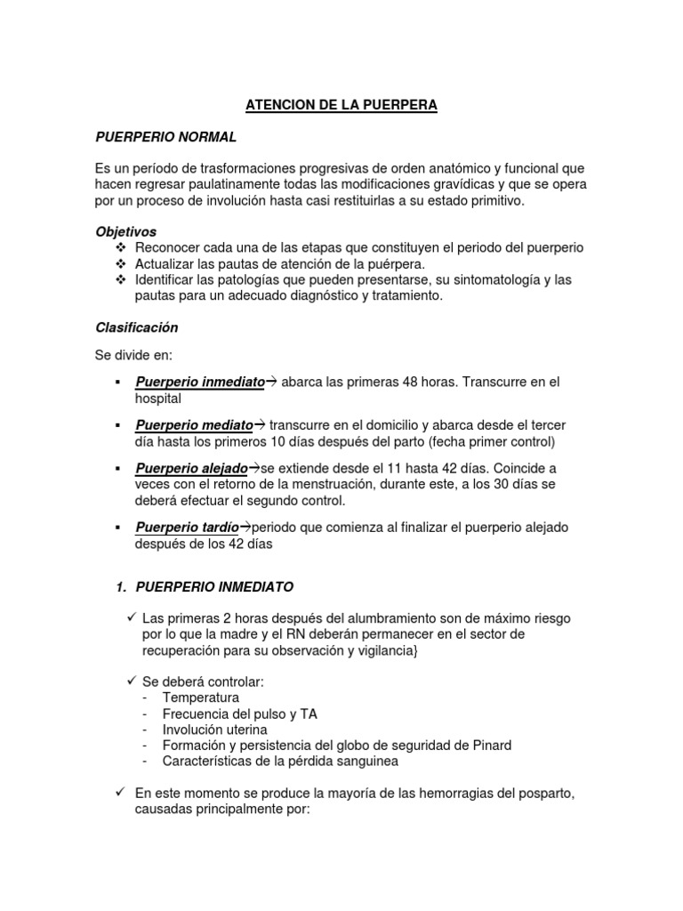 Atencion de La Puerpera aa | Periodo posparto | Parto