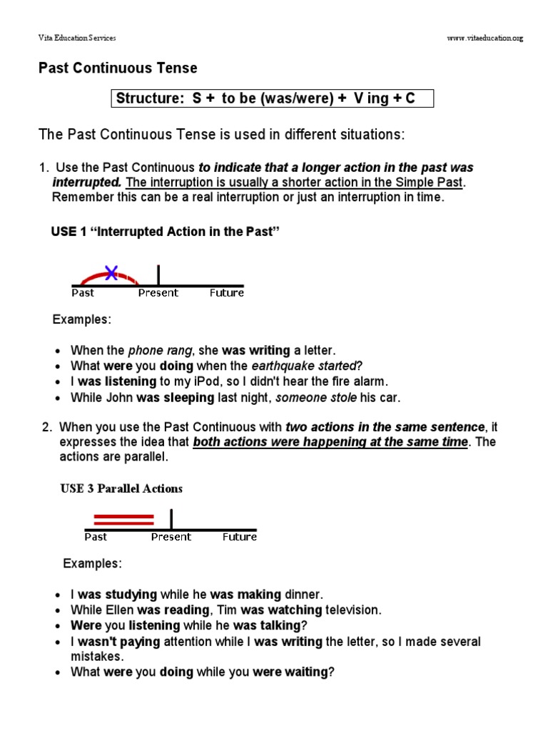 Past Continuous Handout PDF | PDF