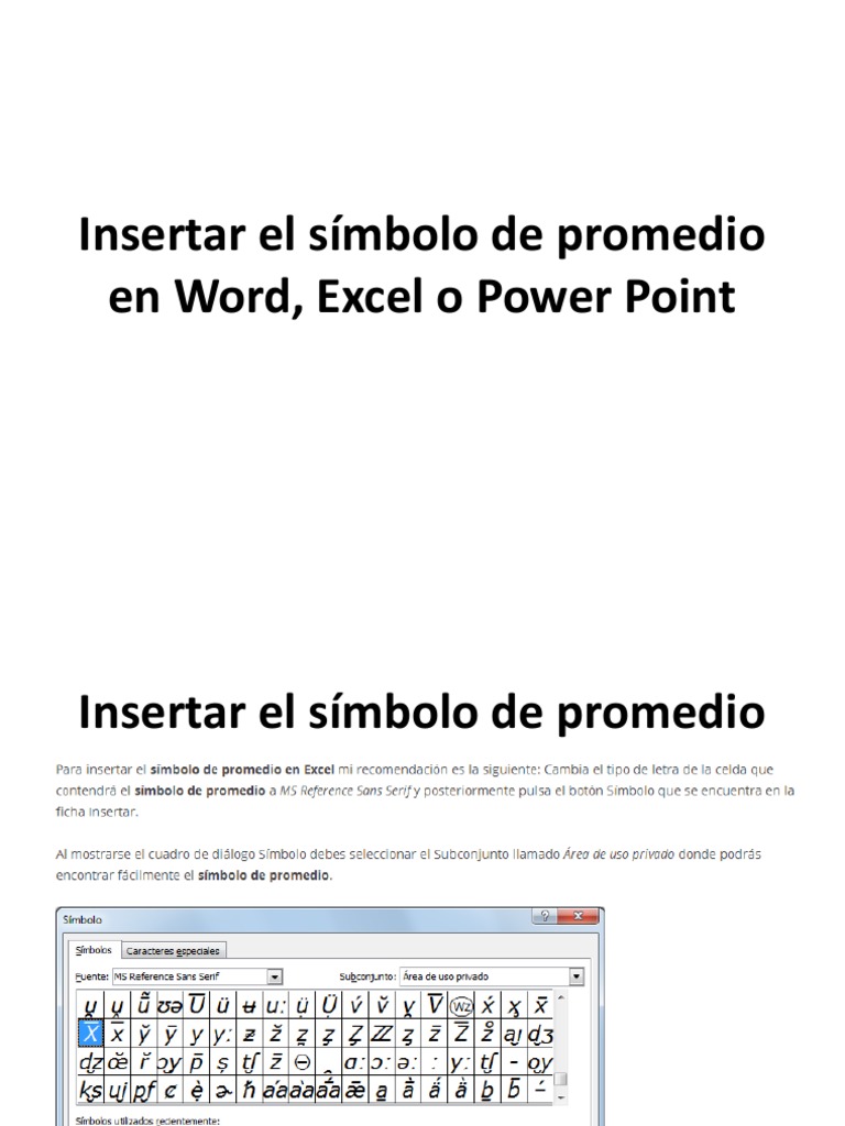 Insertar El Símbolo de Promedio en Word | PDF