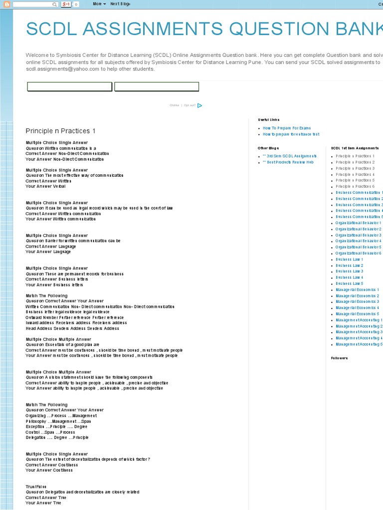 SCDL Assignments Question Bank - Principle N Practices 1 | PDF | Accounting | Management Accounting