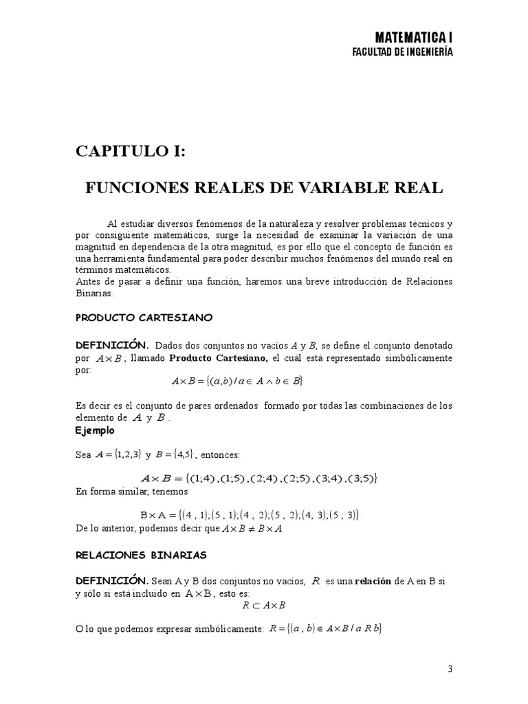 Funciones Reales de Variable Real | PDF | Función (Matemáticas) | Conjunto (Matemáticas)