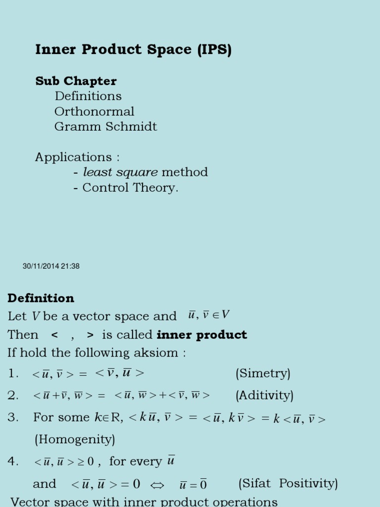 Inner Product Spaces Pdf Basis Linear Algebra Orthogonality